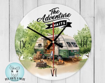 We Are on Camping Time Camper Clock, 10 Inch Wall Clock, Camping Lover ...