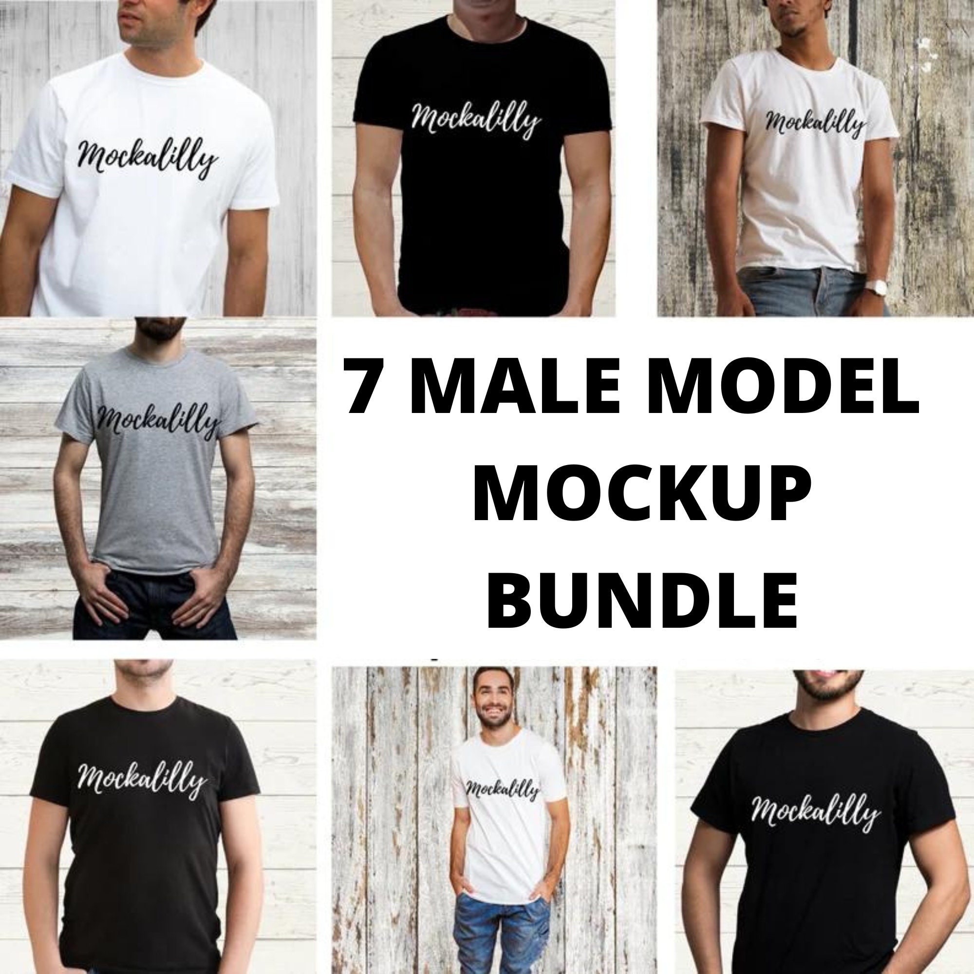 7 Male Model Bundle Mockup Model Tshirt Canvas 3001 Mockup - Etsy