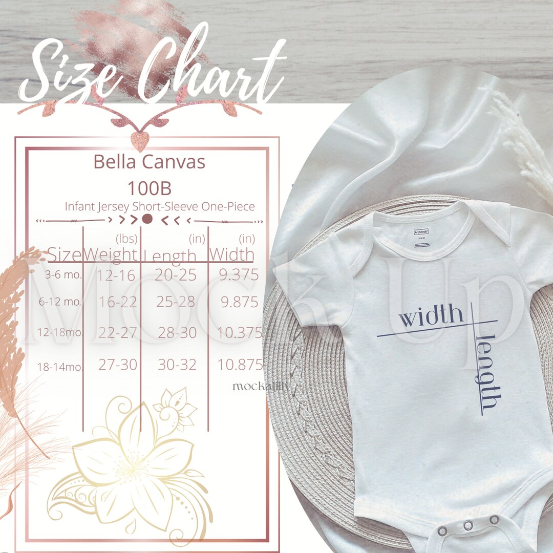 Bella Canvas 100B Size Chart, Bella Canvas 100B, Infant Size Chart ...