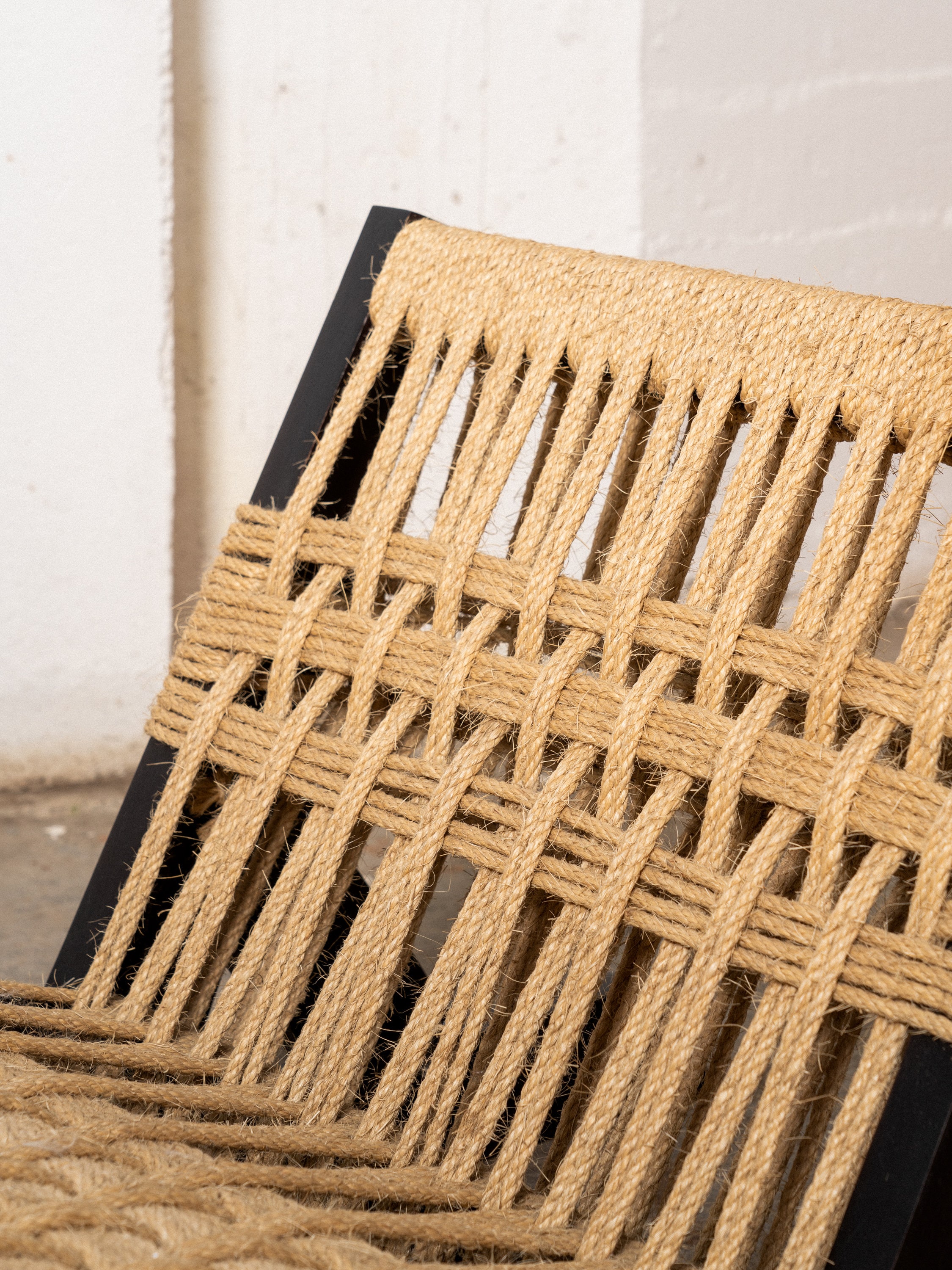 Boho Lounge Chair Woven Chair Rope Chair Black Accent Chair Woven ...