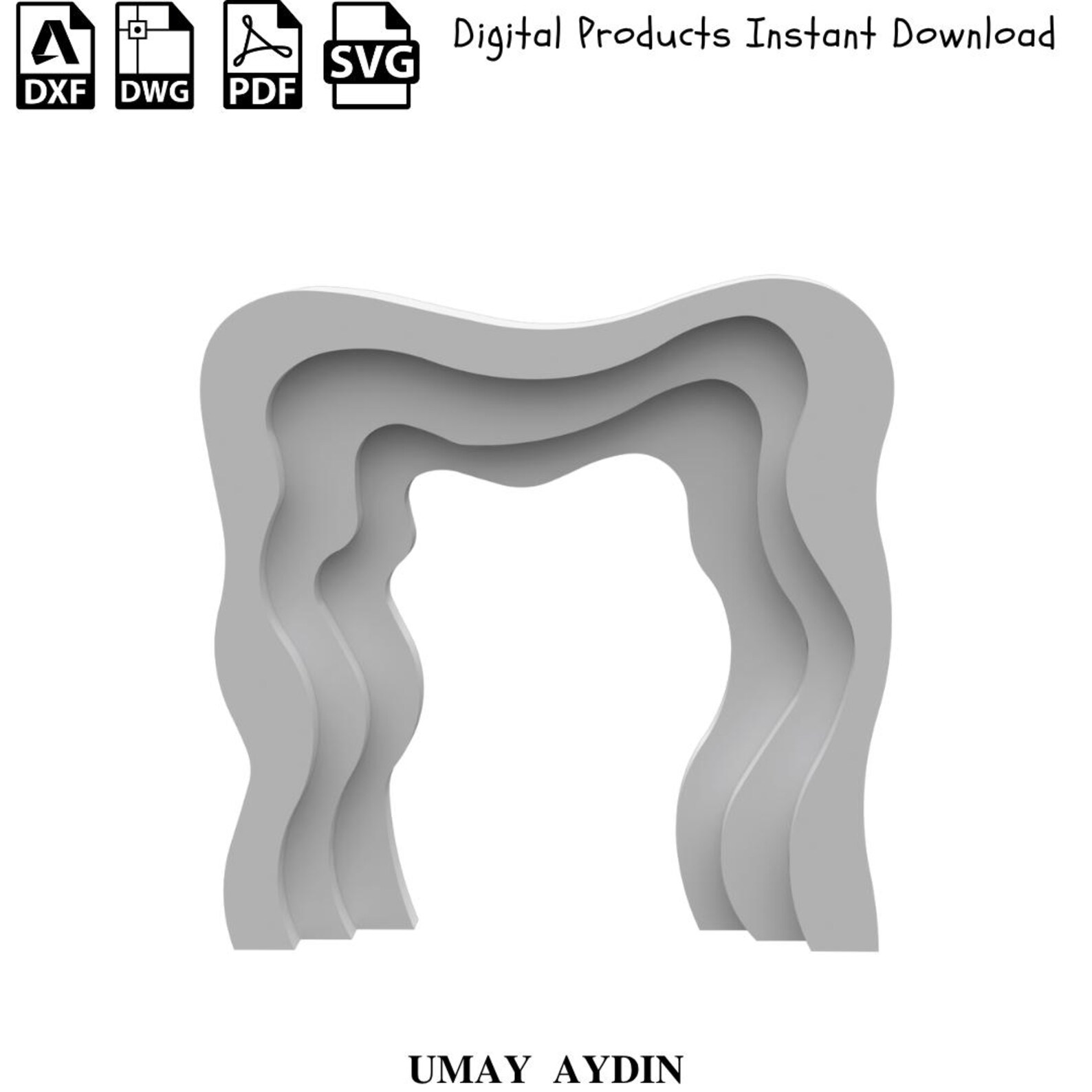 3D Rainbow Arch CNC Template | 3 Layers Ripple Arch DXF Files - Etsy