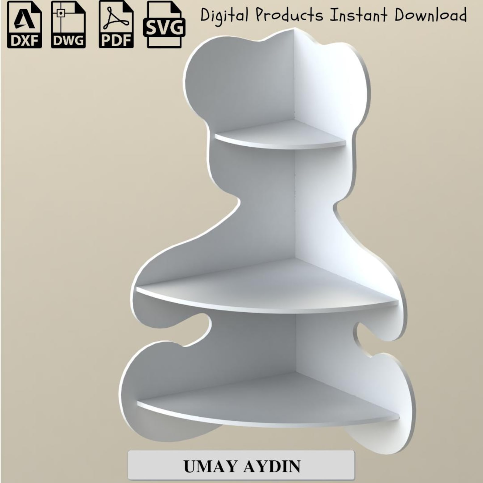 Bear Shaped Corner Shelf With CNC Furniture Files Kids' Corner Bookcase Plan With Vector CNC ...