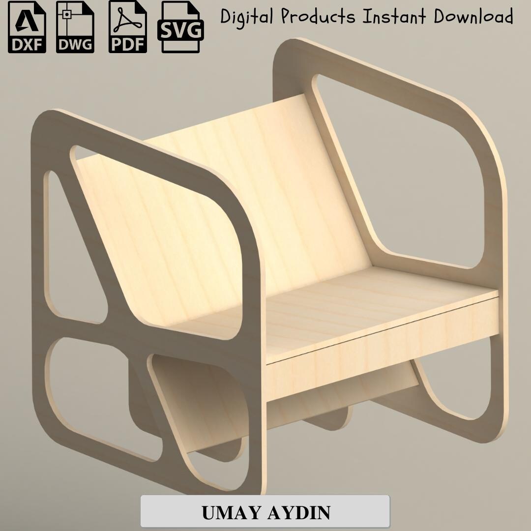 CNC Wooden Chair Cutting File Laser Cut DXF & Vcarve Furniture Design ...