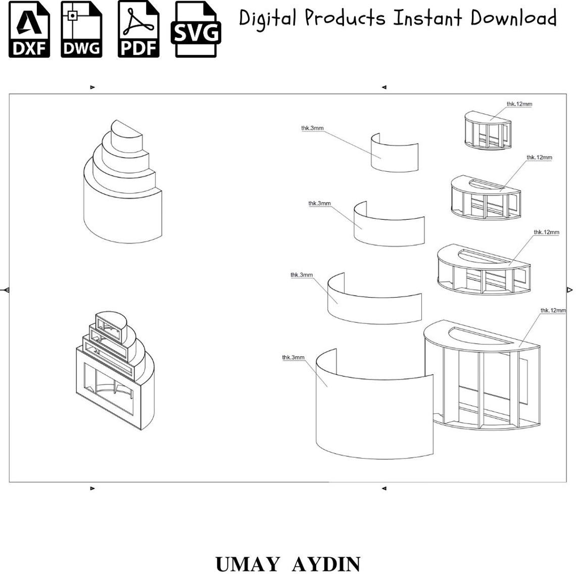 Round Reception Display Shelf SVG Cut File: CNC Template, Vector Files ...