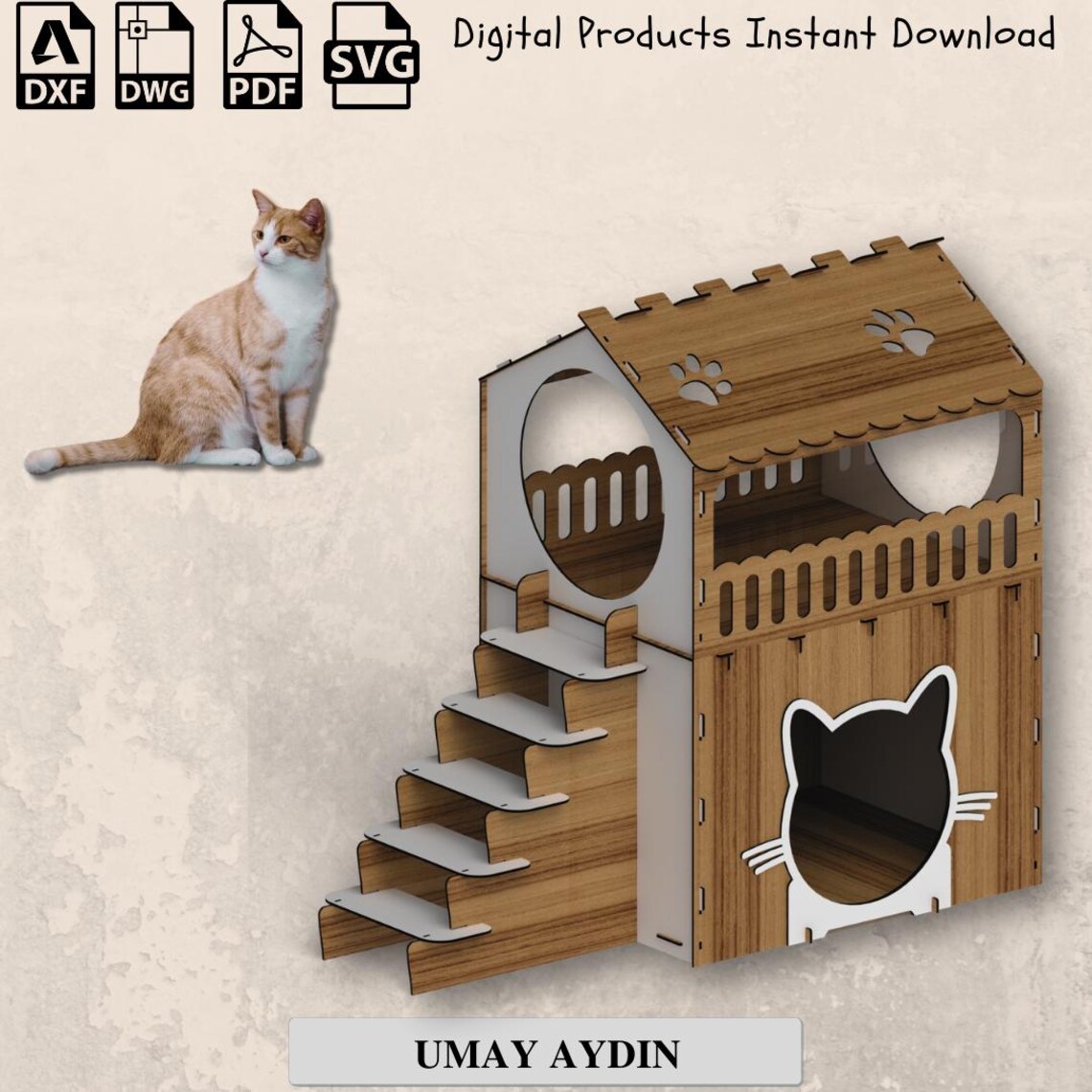 Modern Cat House Laser Cut SVG File: CNC Plan, Vector Files (digital ...