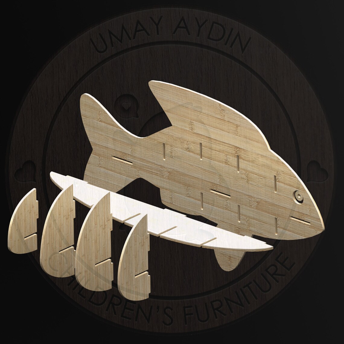 Customizable Fish Shelf Puzzle Blueprint for CNC, Woodworking Design ...