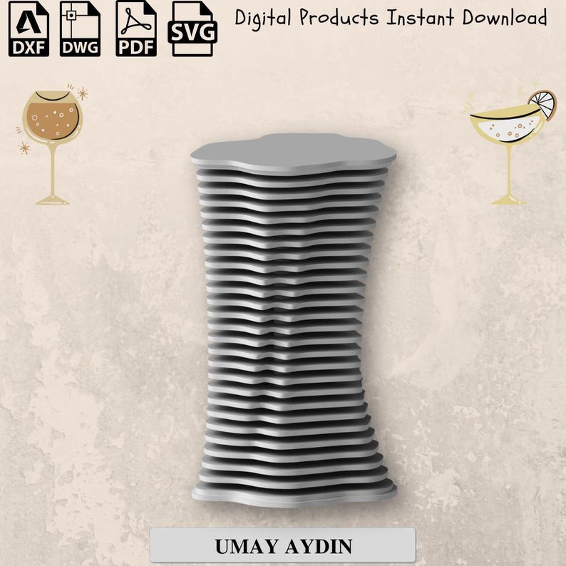 CNC Parametric Cocktail Table Design: Laser Cut DXF Plans (digital ...
