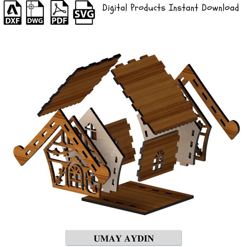 3D Christmas Village SVG Bundle: Laser Cut Winter Wonderland Miniature ...