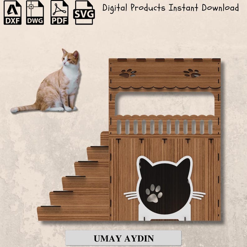 Modern Cat House Laser Cut SVG File: CNC Plan, Vector Files (digital ...