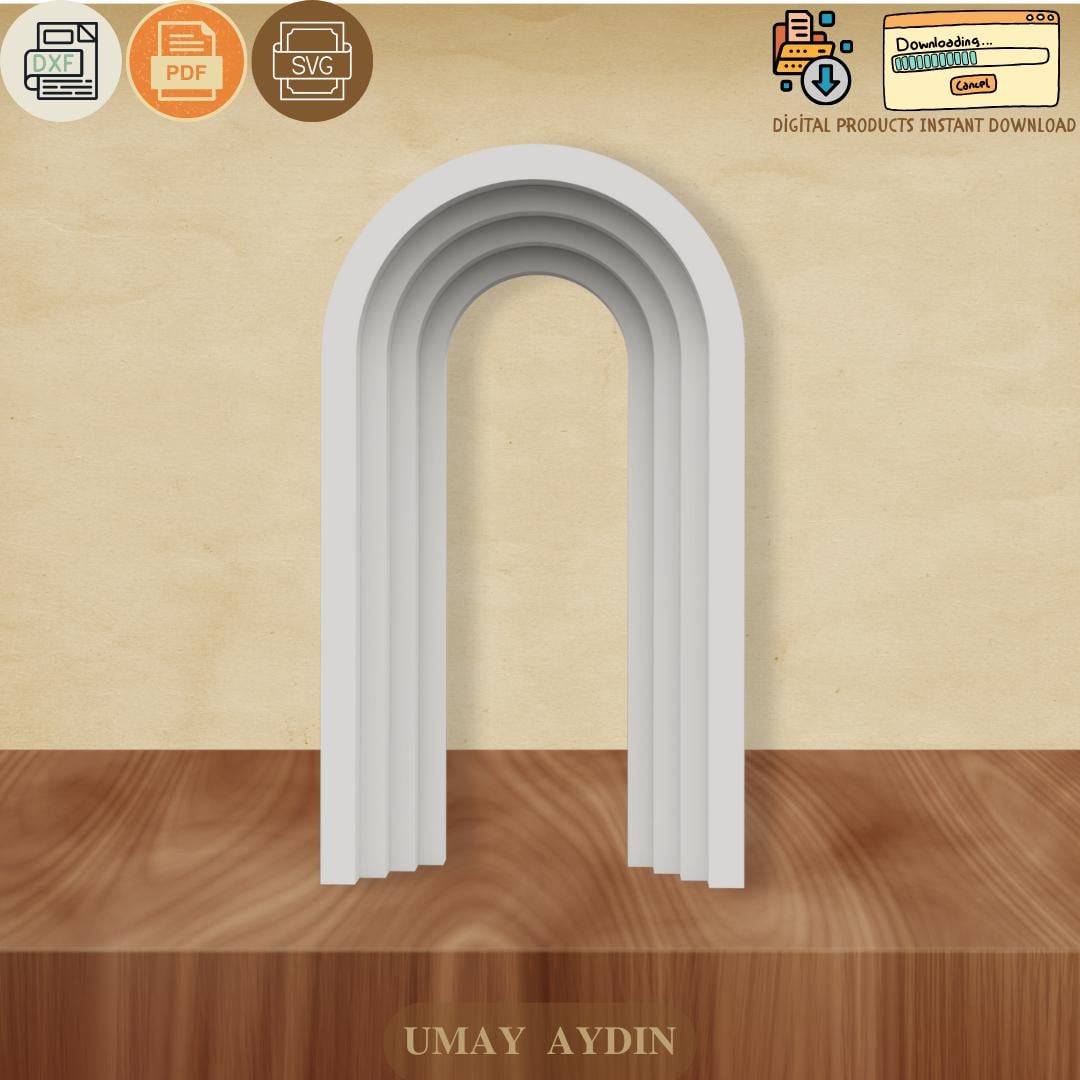 4 Layer Ripple Arch CNC File - 3D Rainbow Backdrop Template | Digital ...