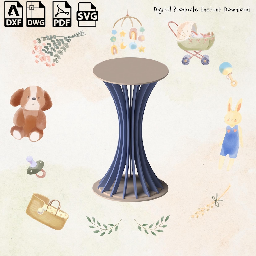 Modern Round Cocktail & Cake Stand Plans, Parametric Design, Plinth ...