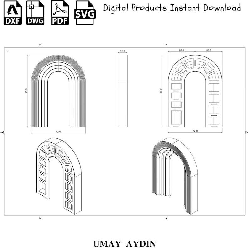 Ripple Arch CNC File: 3D Rainbow Backdrop Template | 4 Layer Digital ...
