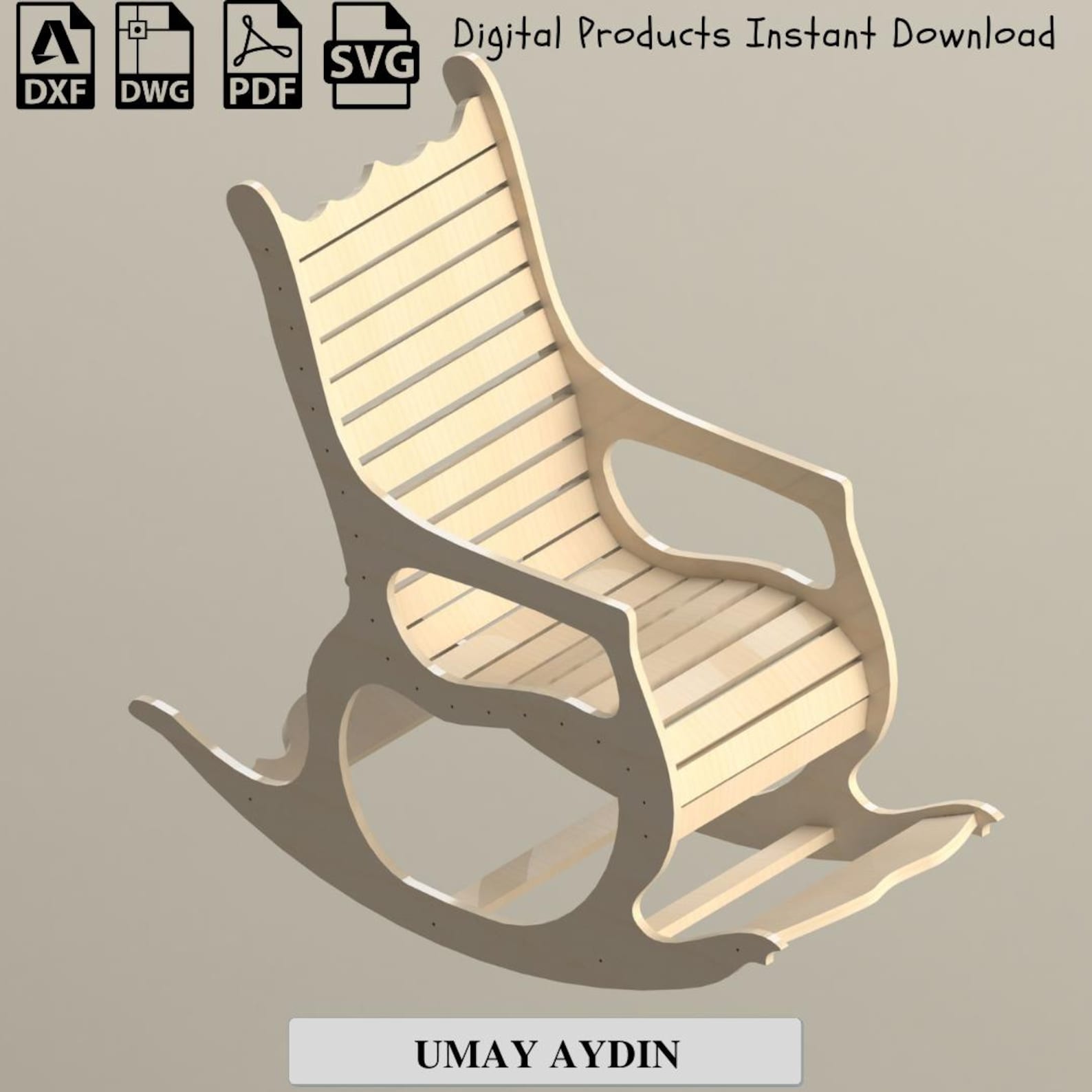 Custom CNC Rocking Chair DXF Template: Modern Furniture Design Vector ...