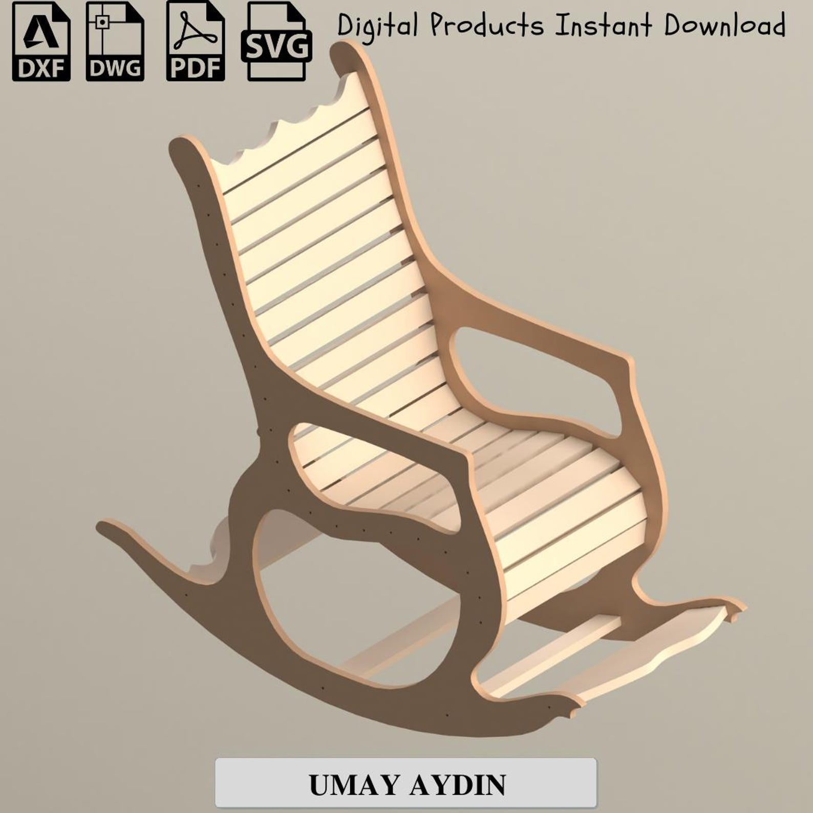 Custom CNC Rocking Chair DXF Template: Modern Furniture Design Vector ...