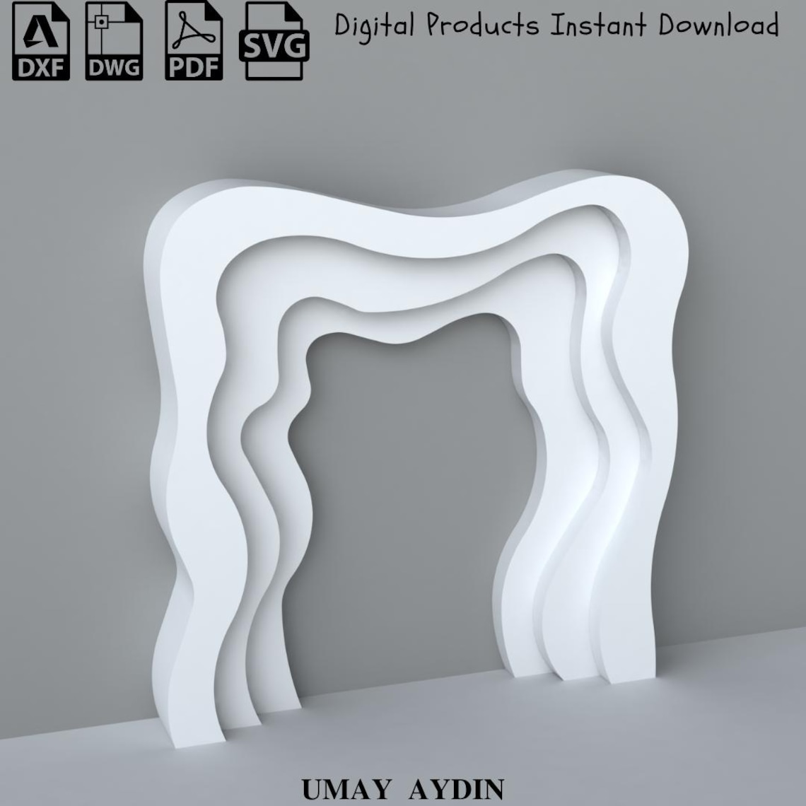 3D Rainbow Arch CNC Template | 3 Layers Ripple Arch DXF Files - Etsy