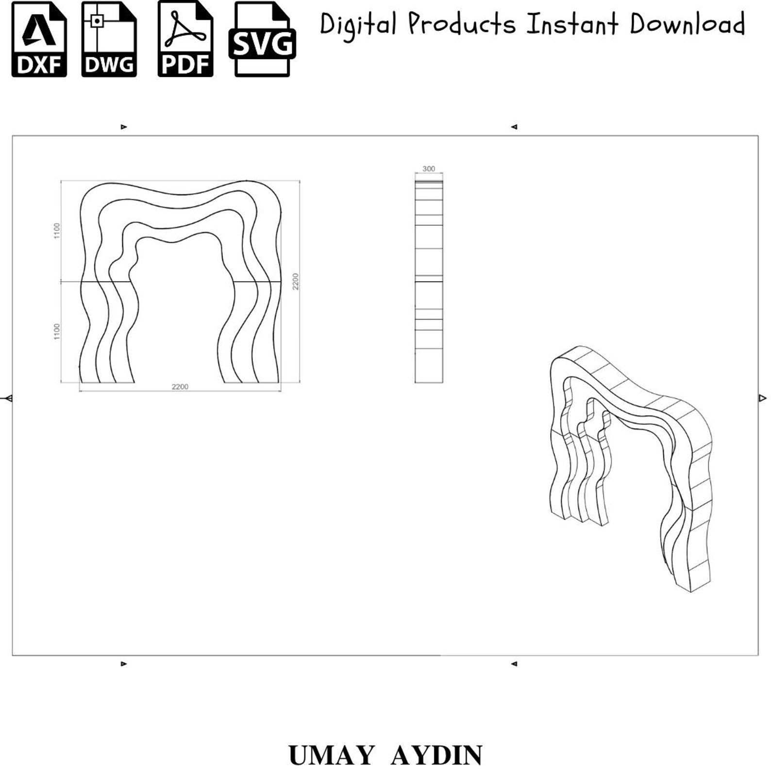 3D Rainbow Arch CNC Template | 3 Layers Ripple Arch DXF Files - Etsy