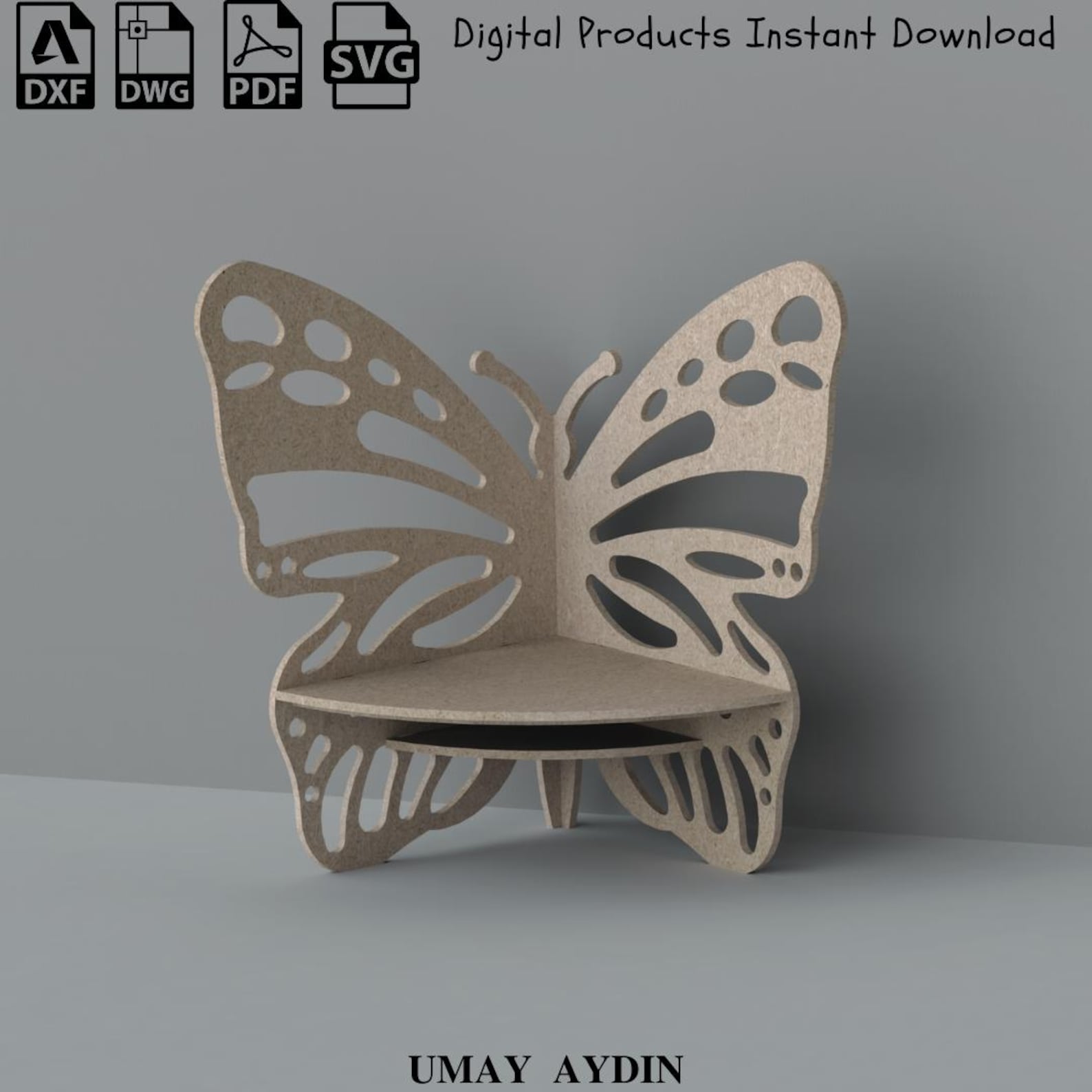 Modern Butterfly Chair Plan: CNC Template, Vector Files (dxf, Dwg, Pdf ...