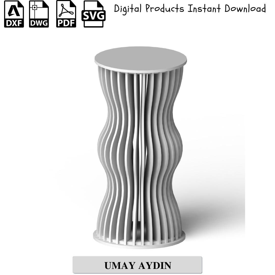 Round Cake Pedestal CNC Template: Parametric Slat Design (DXF-SVG Plans ...