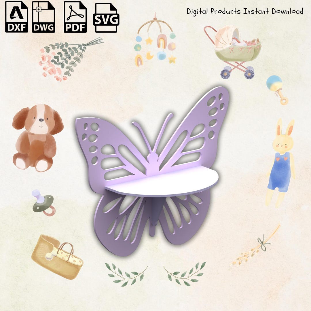 Butterfly Shelf Pattern, CNC Cutting DXF Files, Vector Files for Laser ...