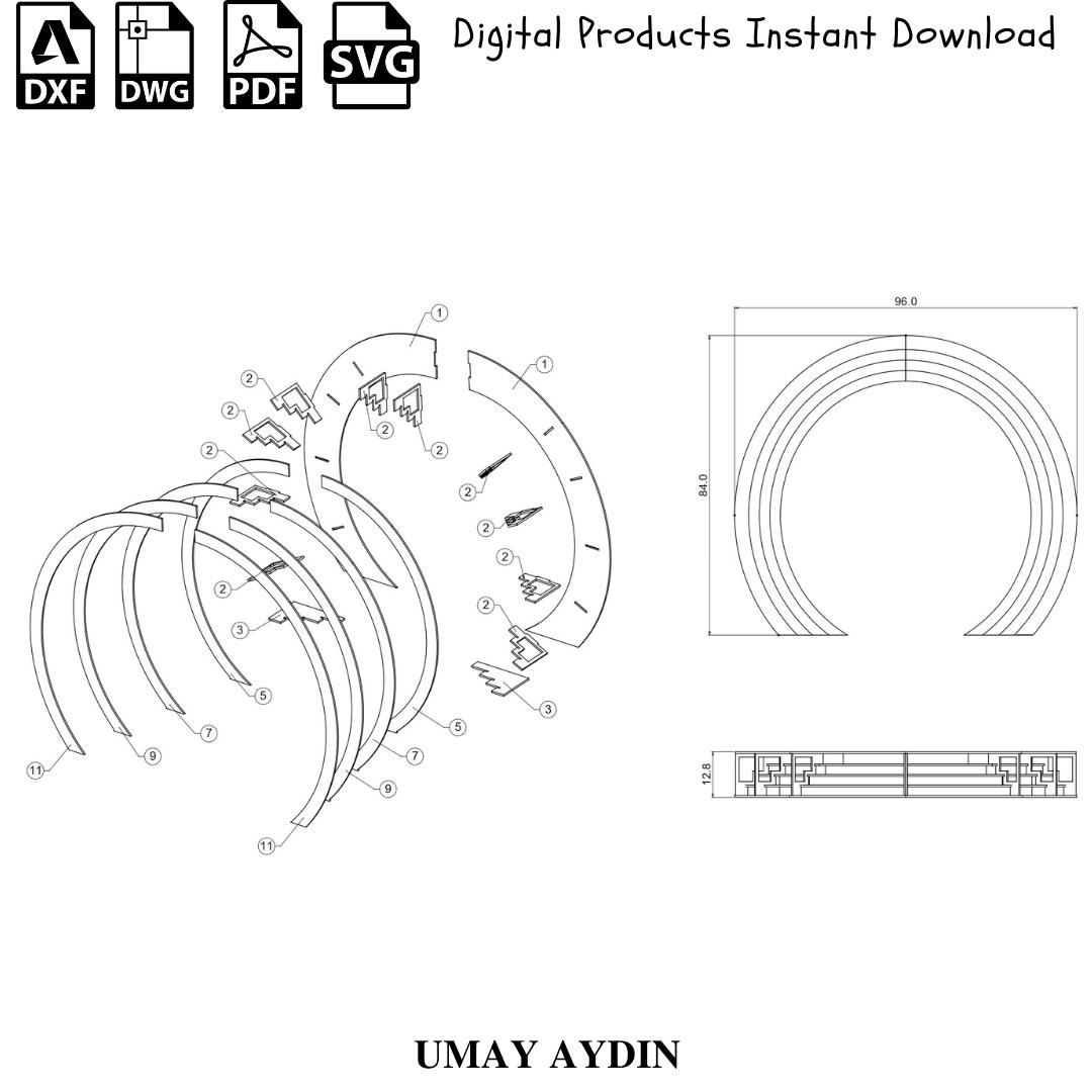 Round Wedding Arch Backdrop Stand – CNC Cutting File (dxf, Dwg, Svg ...