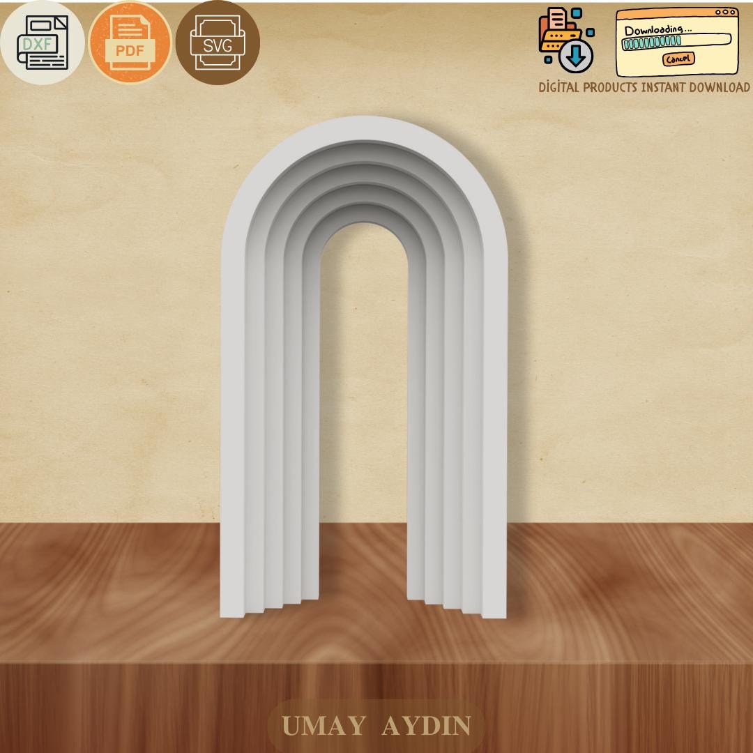 5 Layer Ripple Arch CNC File | 3D Rainbow Backdrop Template | Digital ...