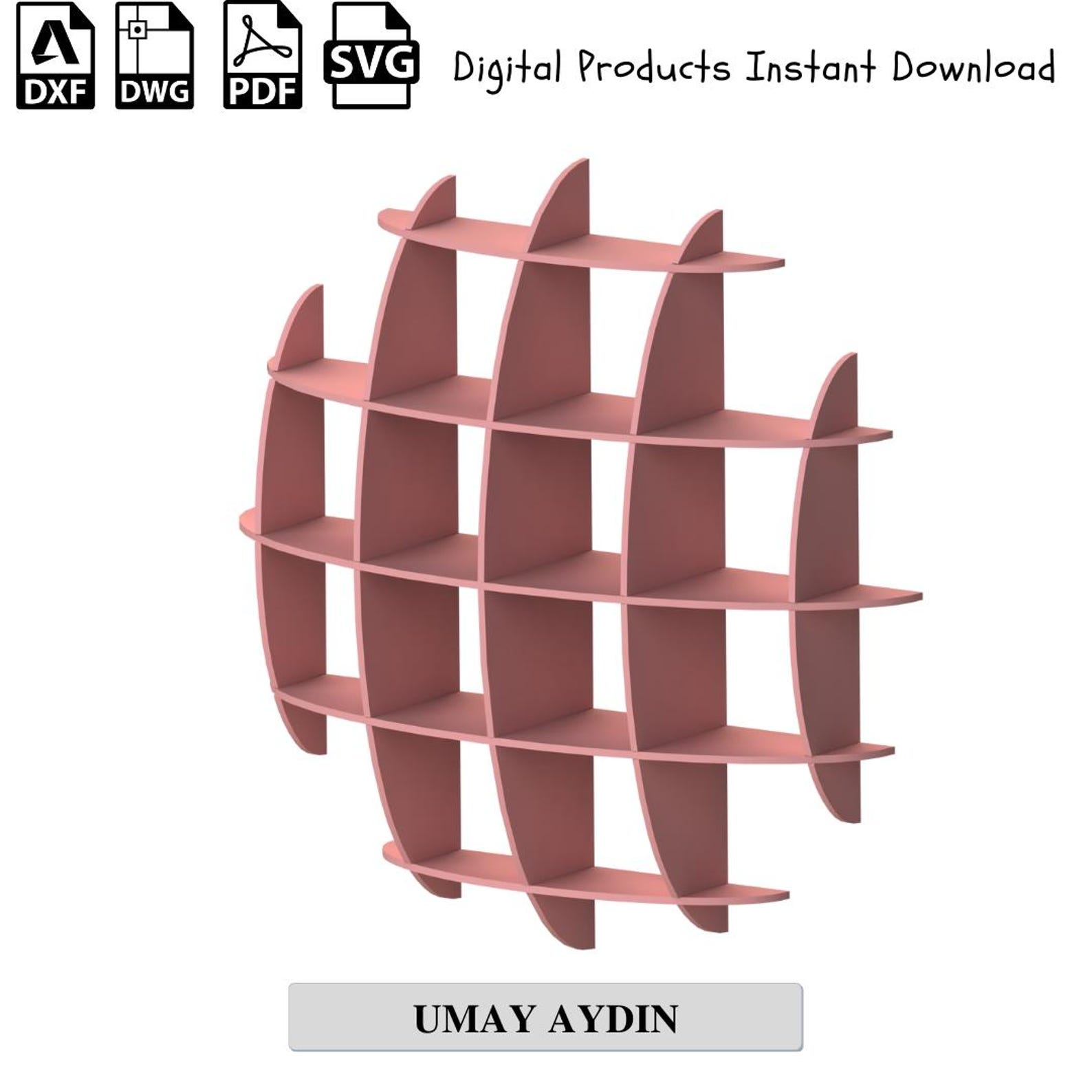 Parametric Waffle Wall Shelf Plans, Wall Bookshelf, Waffle Shelf Plans ...