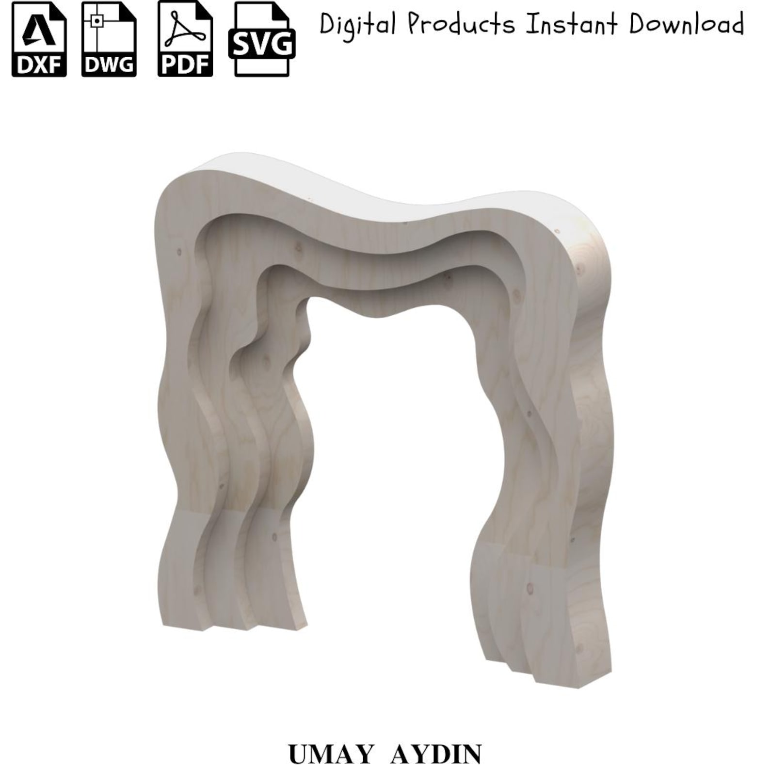3D Rainbow Arch CNC Template | 3 Layers Ripple Arch DXF Files - Etsy