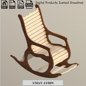 Custom CNC Rocking Chair DXF Template: Modern Furniture Design Vector ...