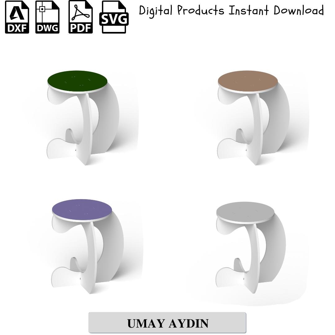 Chair & Stool CNC Cutting Files, Plywood Table, Cnc Stool Plans, CNC ...