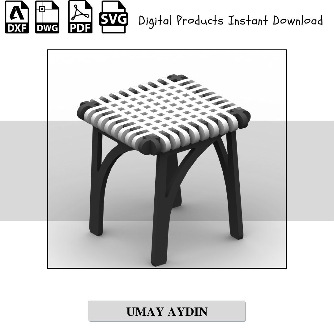 Parametric Stool Dxf Files Cnc And Laser Cut Chair Design Handcrafted Parametric Stool