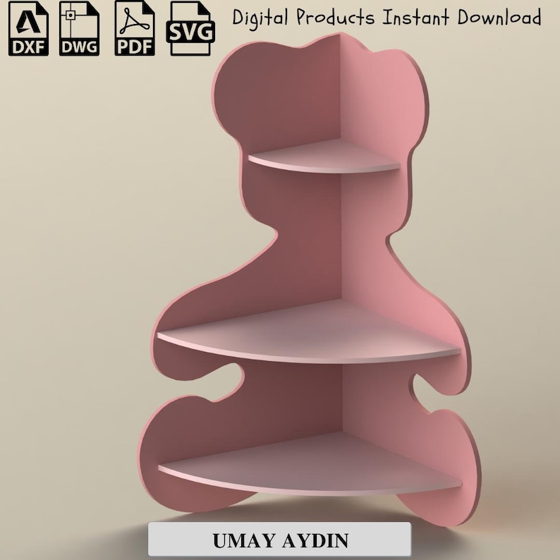 Bear Shaped Corner Shelf With CNC Furniture Files Kids' Corner Bookcase ...