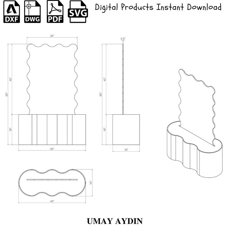 Wavy Wedding Stand CNC DXF Template (digital Product) - Etsy