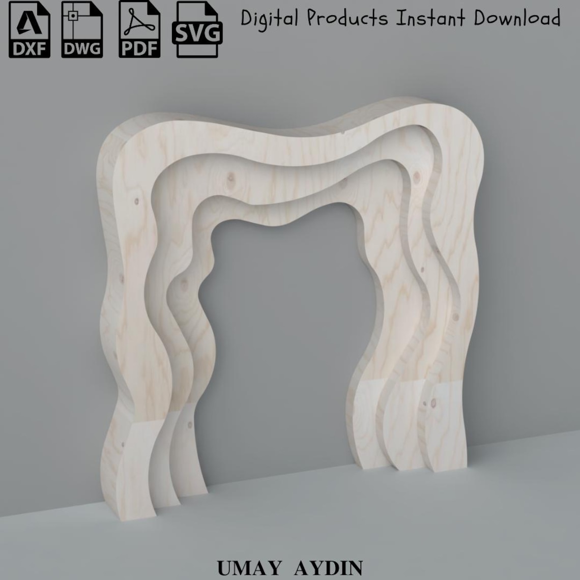 3D Rainbow Arch CNC Template | 3 Layers Ripple Arch DXF Files - Etsy