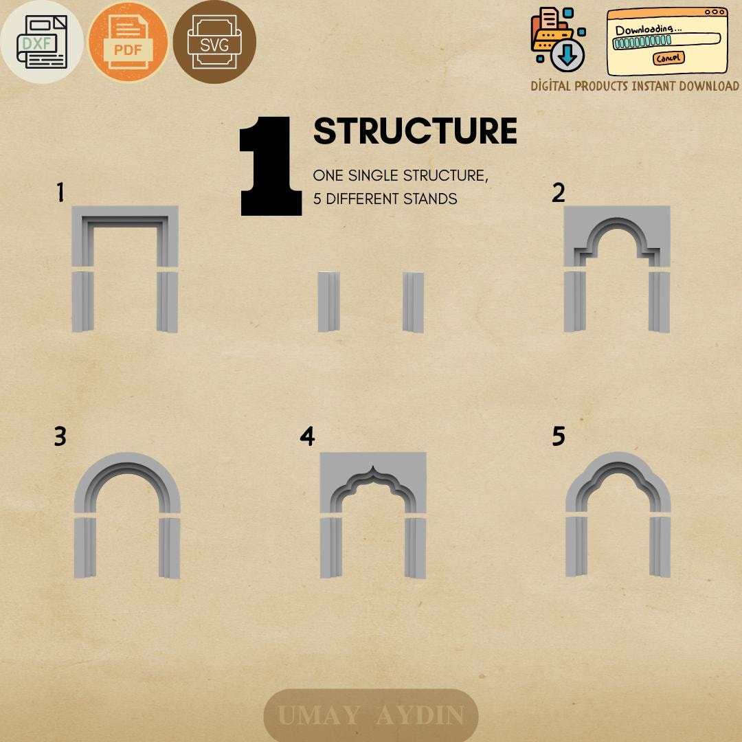 1 Structure, 6 Different Stands CNC Backdrop DXF Template: Wedding ...