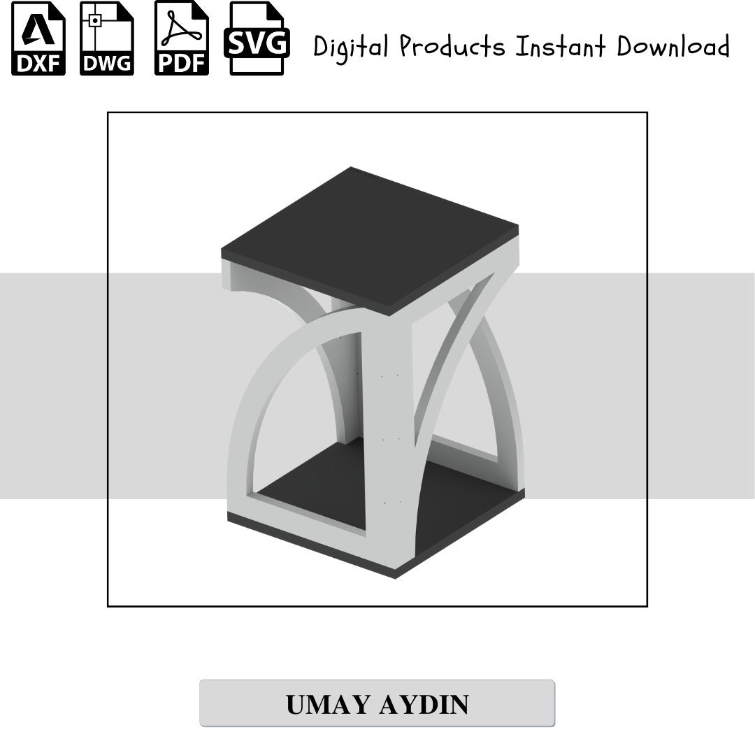Modern CNC Side Table Design for Living Room, Wooden Plant Stand and ...