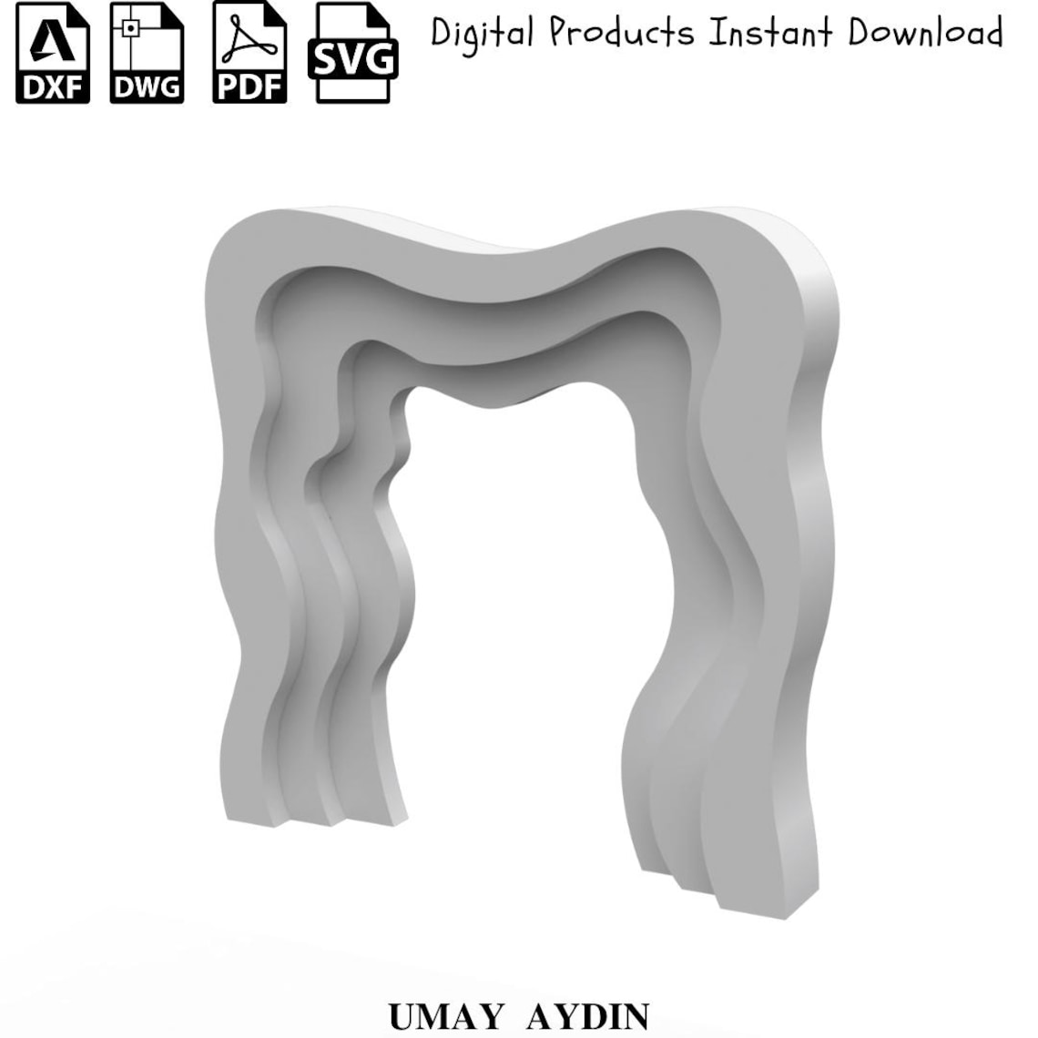 3D Rainbow Arch CNC Template | 3 Layers Ripple Arch DXF Files - Etsy