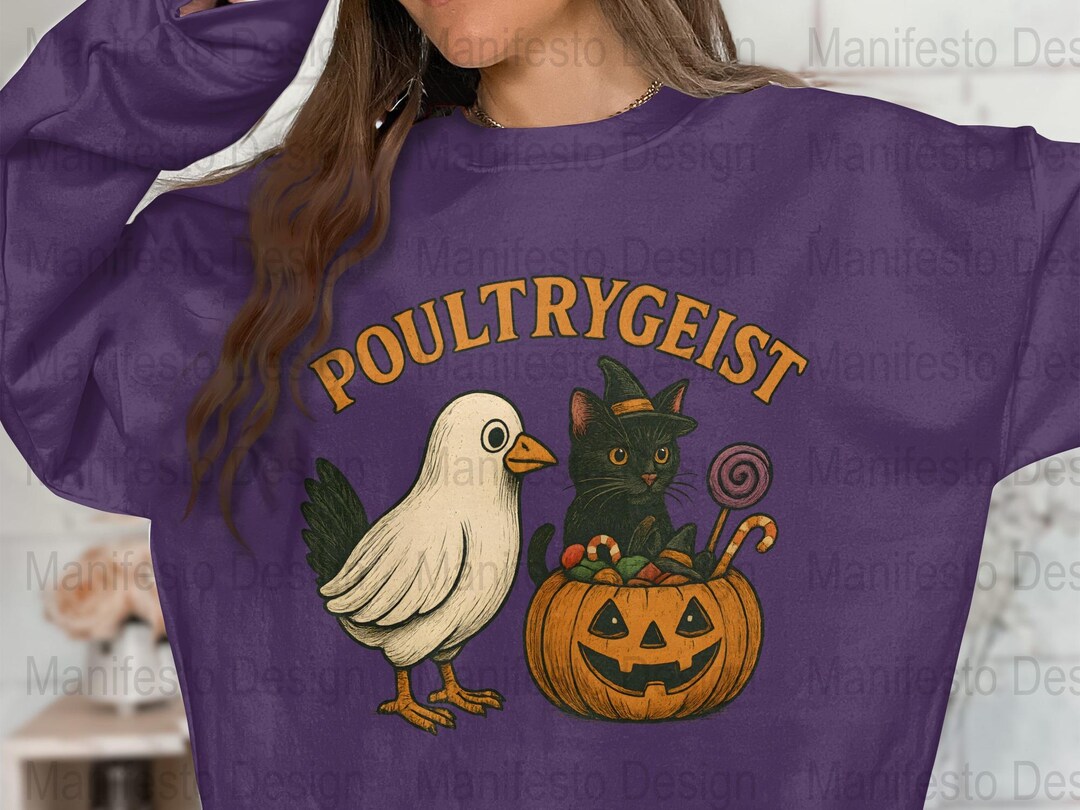 Poultrygeist Halloween PNG: Cute Black Cat, Funny Bird, Pumpkin Bucket ...