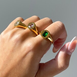 Gold Signet Ring, Signet Stone Ring With Stone, Gemstone Ring Gold ...