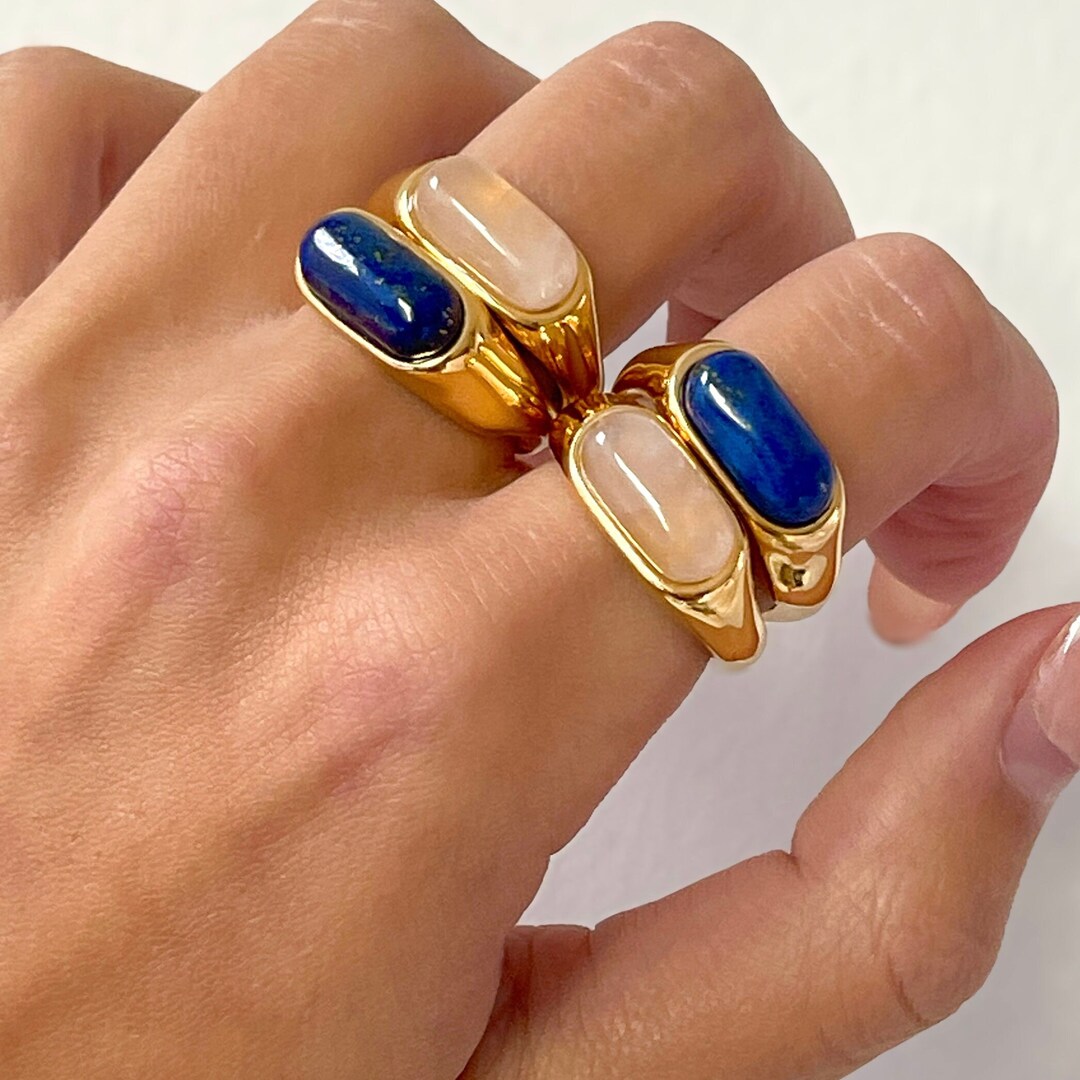 Statement Ring, Chunky Gold Ring, Gemstone Ring, 18k Gold Filled Ring ...