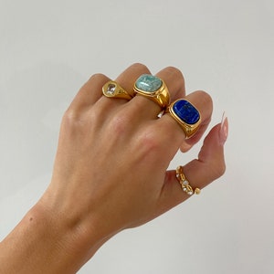 Gold Signet Ring, Signet Stone Ring With Stone, Gemstone Ring Gold ...