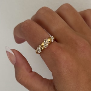 Gemstone Ring, Chunky Gold Ring, Dome Ring, Croissant Statement Ring ...