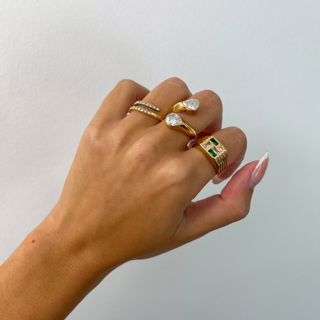 Adjustable Ring Gold, Gold Ring Statement Rings, Wrap Ring, Open Ring ...