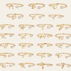 Tiny Letter Rings, Personalized Initial Rings, Adjustable Letter Initial Rings, Personalized ...