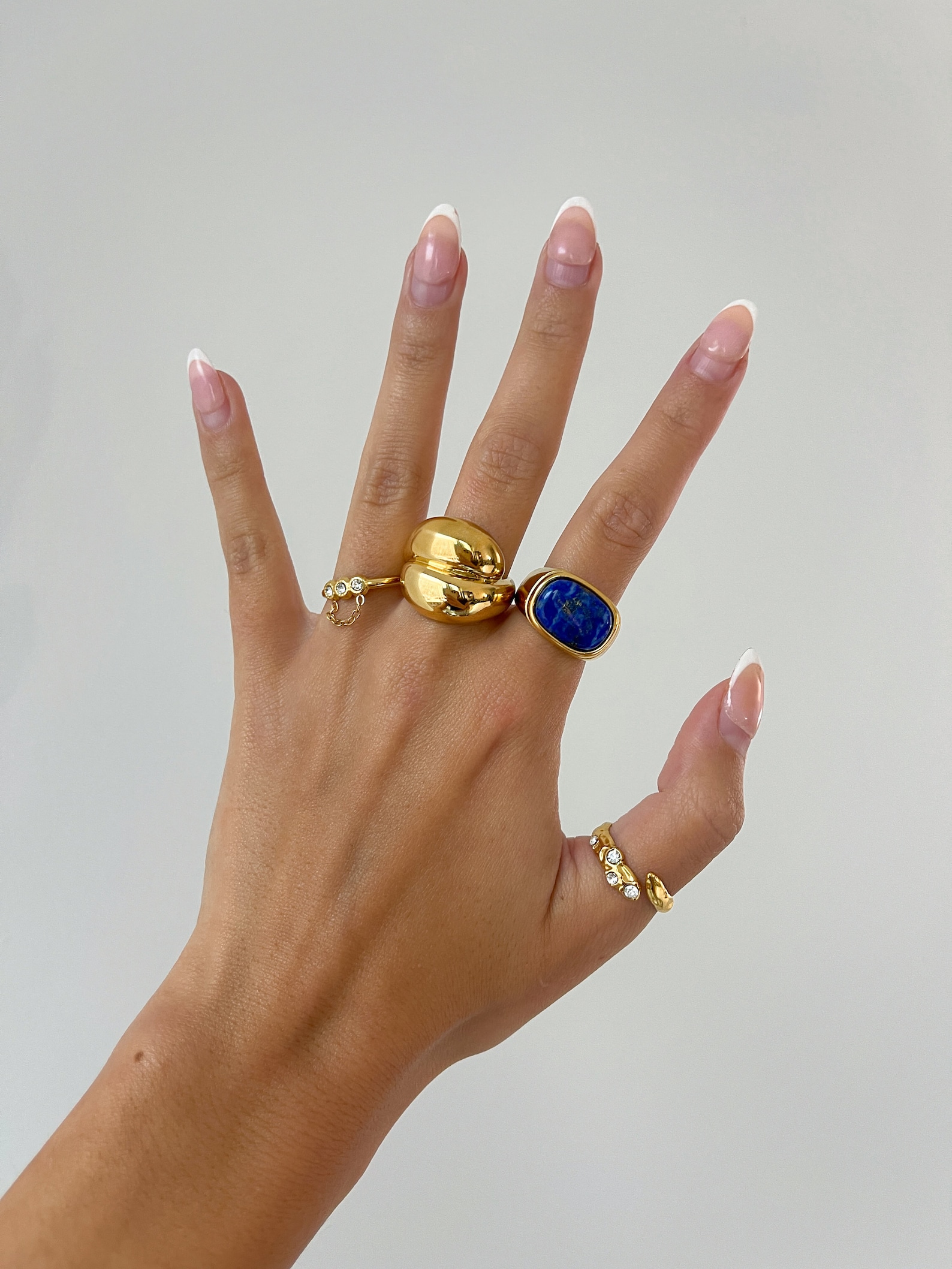 Gold Blue Gemstone Ring, Chunky Gold Ring, Statement Rings Gold, Thick ...