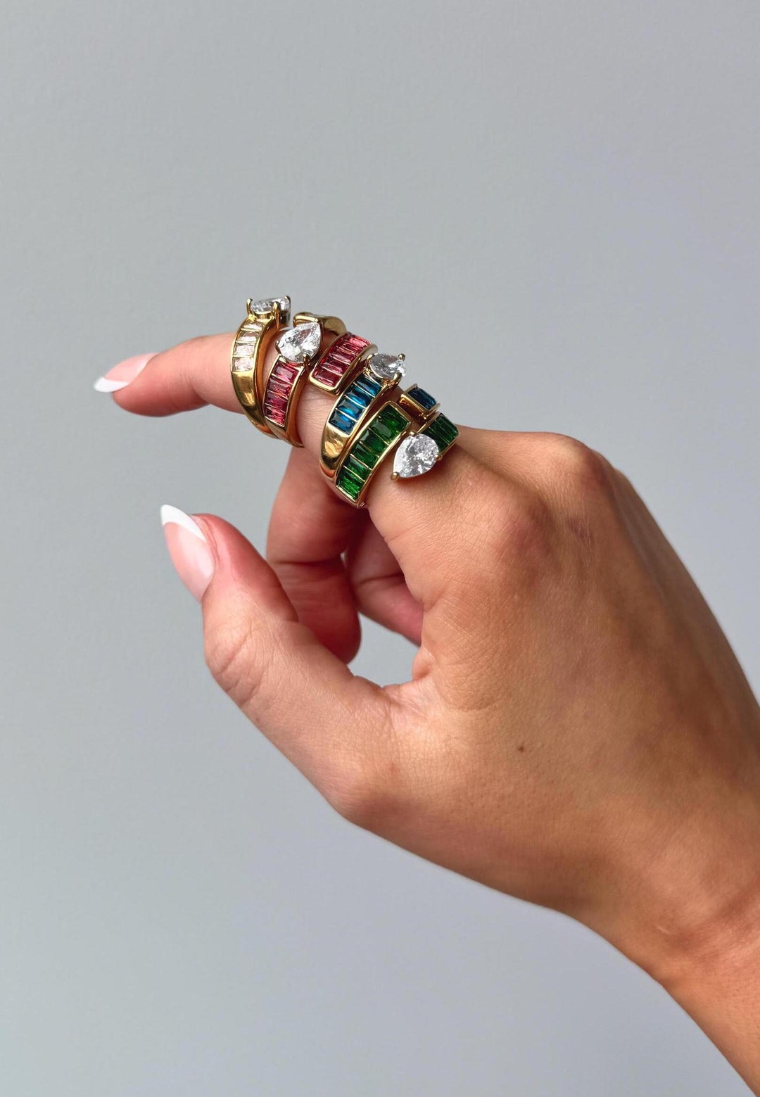 Chunky Gold Ring, Colorful Statement Ring, Adjustable Irregular ...