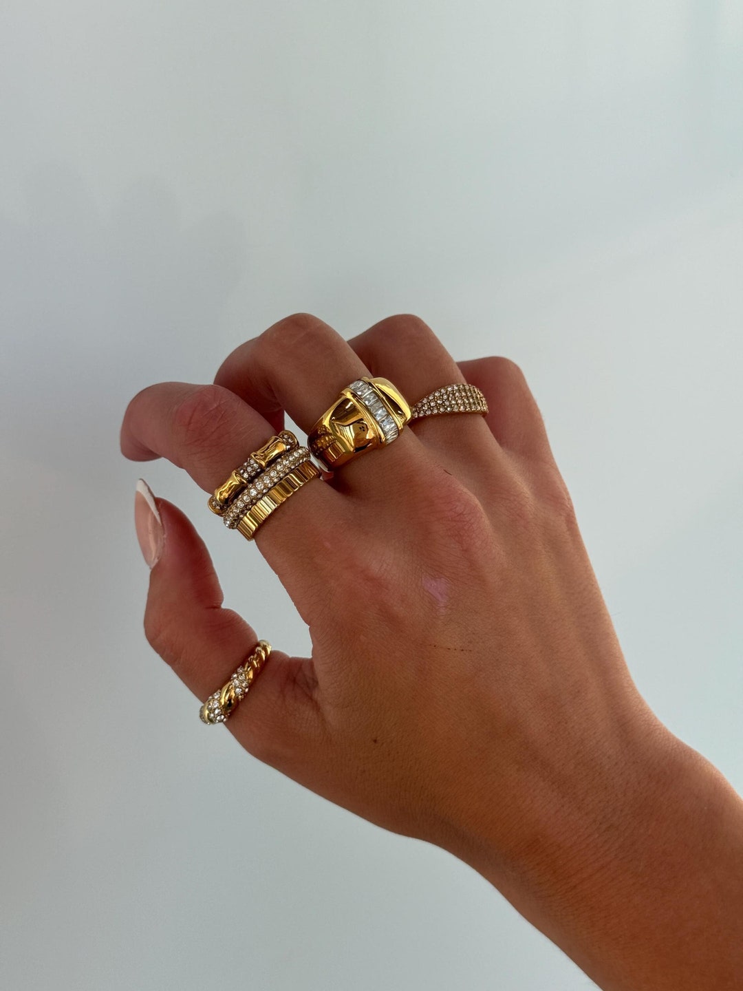 Gold Chunky Ring, Minimalist Thick Gold Ring for Her, Wide Gold Band ...