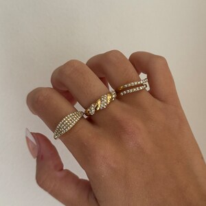 Gemstone Ring, Chunky Gold Ring, Dome Ring, Croissant Statement Ring ...