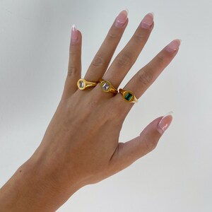 Gold Signet Ring, Signet Stone Ring With Stone, Gemstone Ring Gold ...