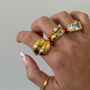 Gold Ring, Minimalist Ring, Chunky Gold Ring, Vintage Ring, Gemstone ...
