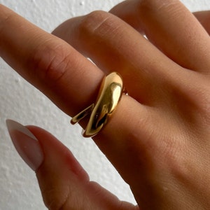 Minimalist Dome Ring, Irregular Dome Ring, Chunky Gold Ring, Statement ...